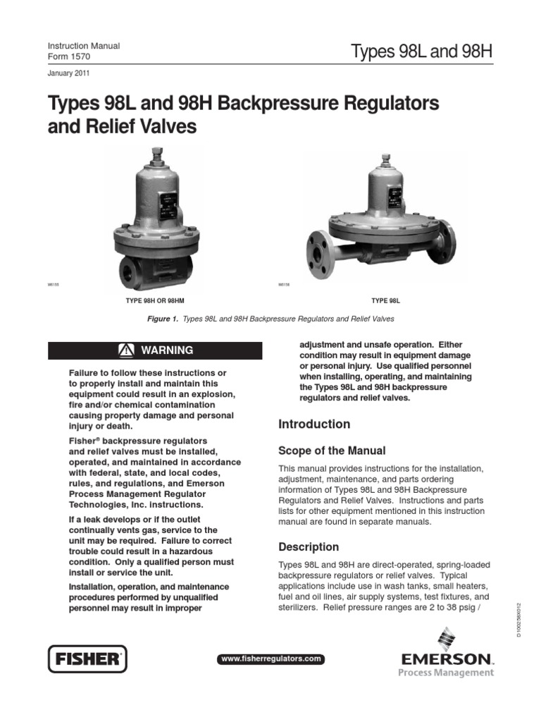 Fisher - 98H | PDF | Valve | Pipe (Fluid Conveyance)