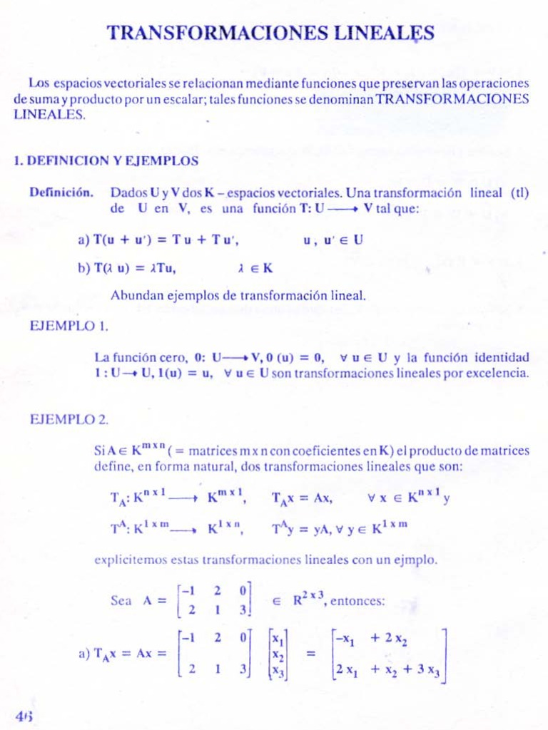 Cap 2 Transformaciones Lineales Ocr | PDF | Mapa lineal | Espacio vectorial