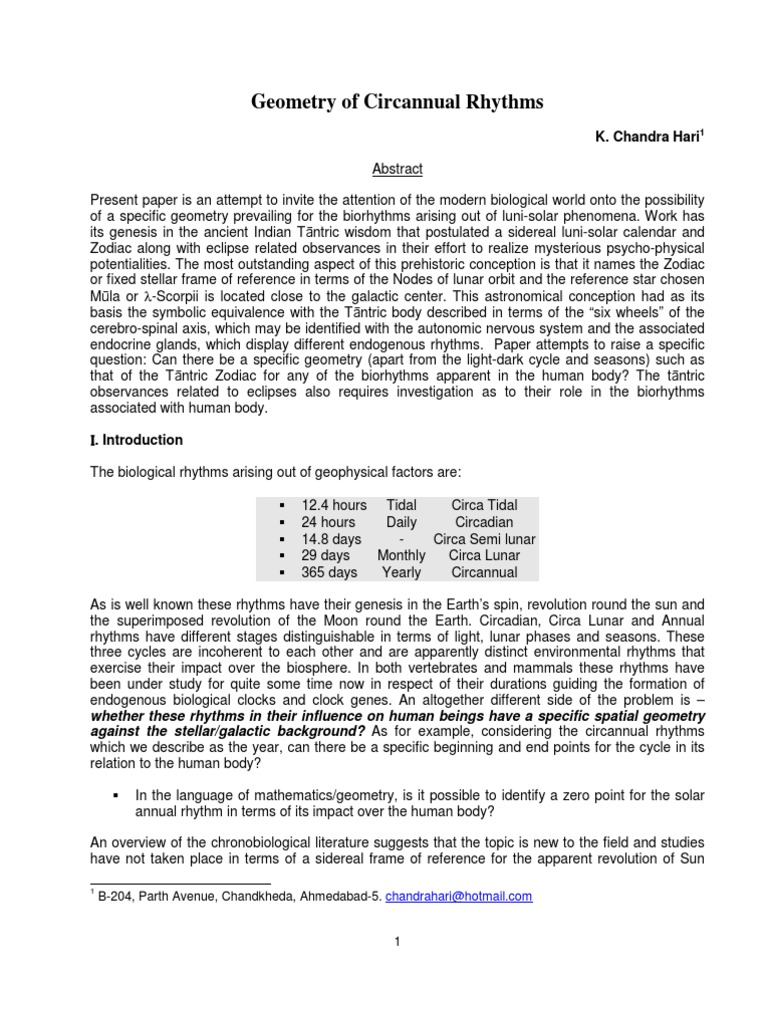 Geometry of Circannual Rhythms | PDF | Circadian Rhythm | Moon