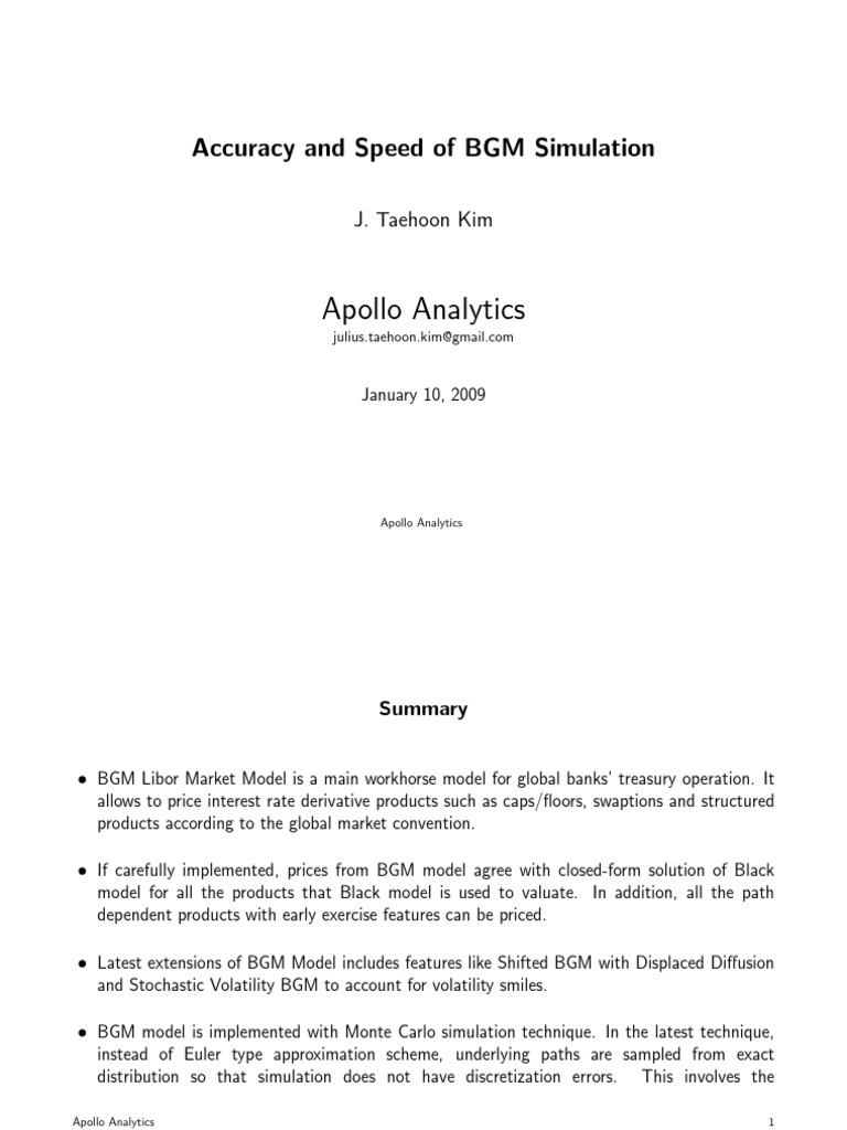 Apollo Analytics: Accuracy and Speed of BGM Simulation | PDF | Teaching Mathematics | Computing ...