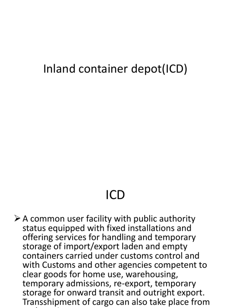 Inland Container Depot (ICD) | PDF | Cargo | Warehouse