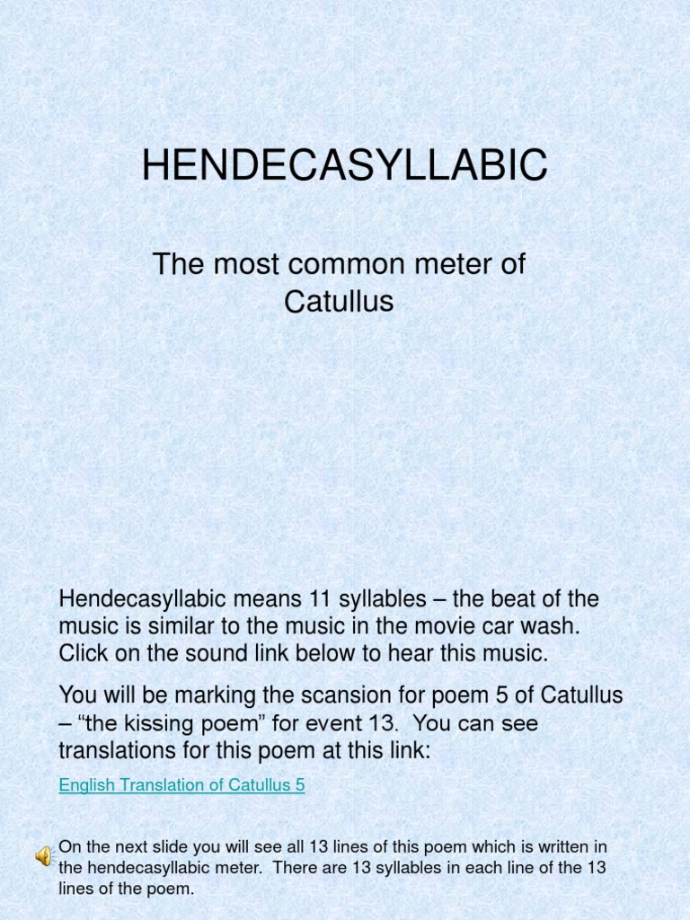 Hendecasyllabic Powerpoint | Metre (Poetry) | Phonology