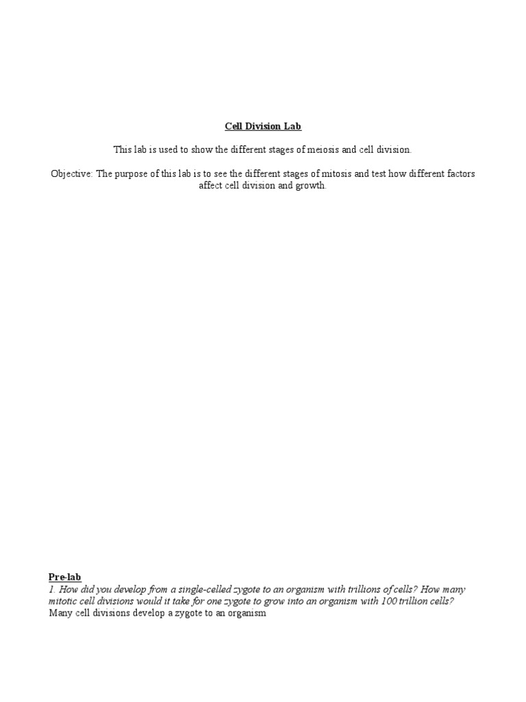 Cell Division Lab | Download Free PDF | Mitosis | Meiosis