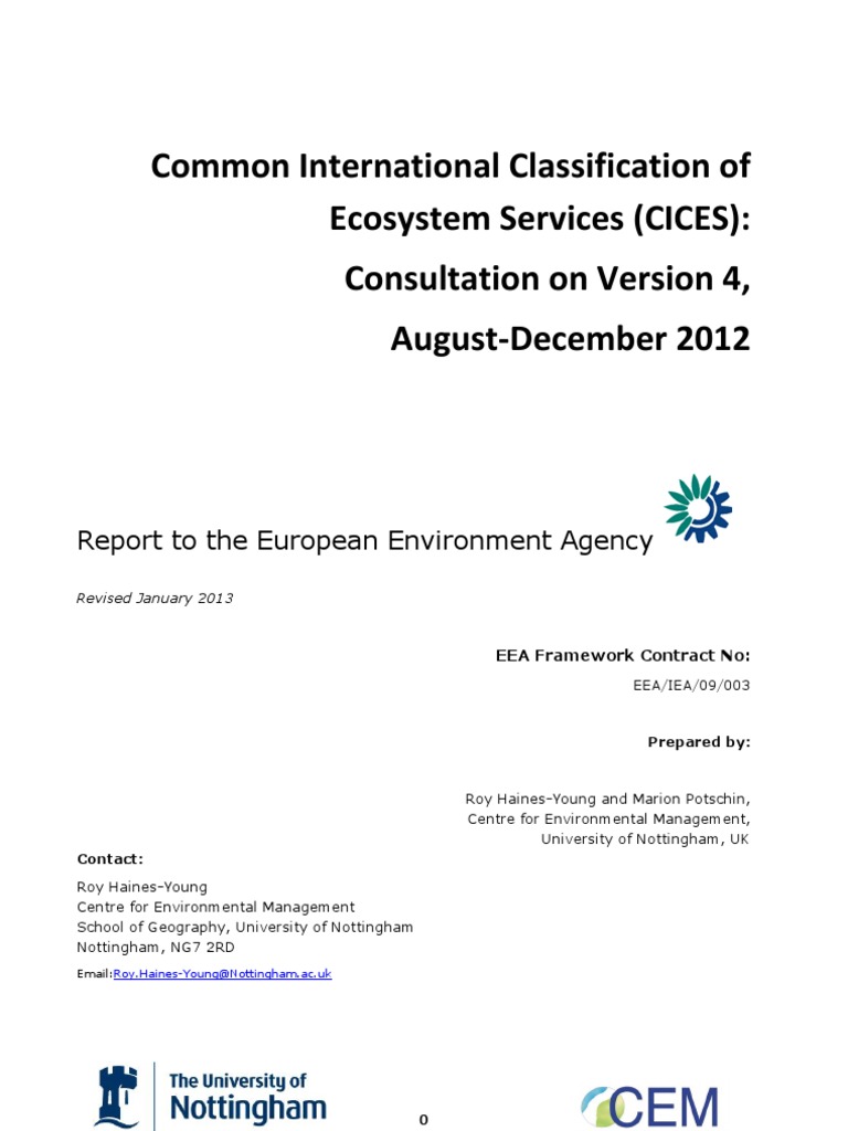 CICES Version 4 Consultation Report | PDF | Ecosystem Services | Ecosystem