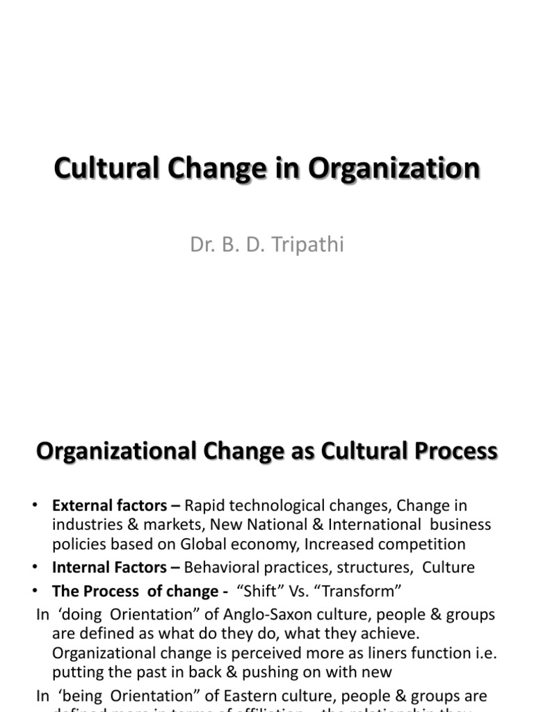 Cultural Change in Organization | PDF | Organizational Culture | Leadership