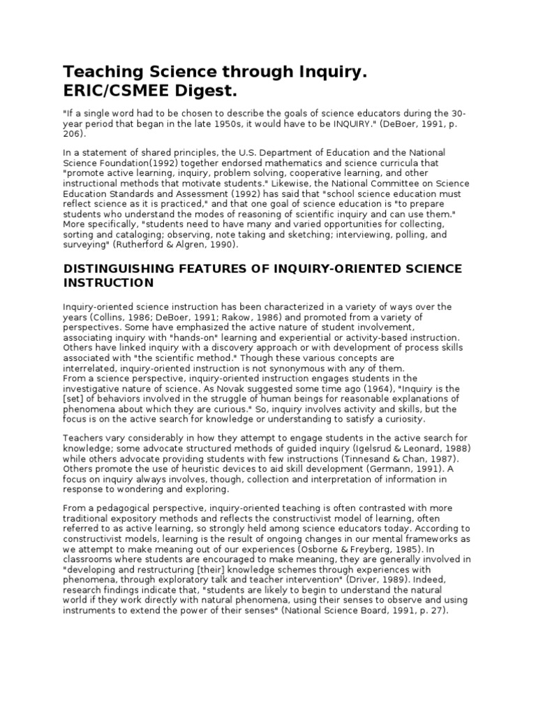 Teaching Science Through Inquiry | PDF | Science Education | Curiosity