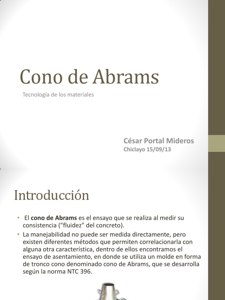 Cono de Abrams | PDF | Hormigón | Materiales de construcción