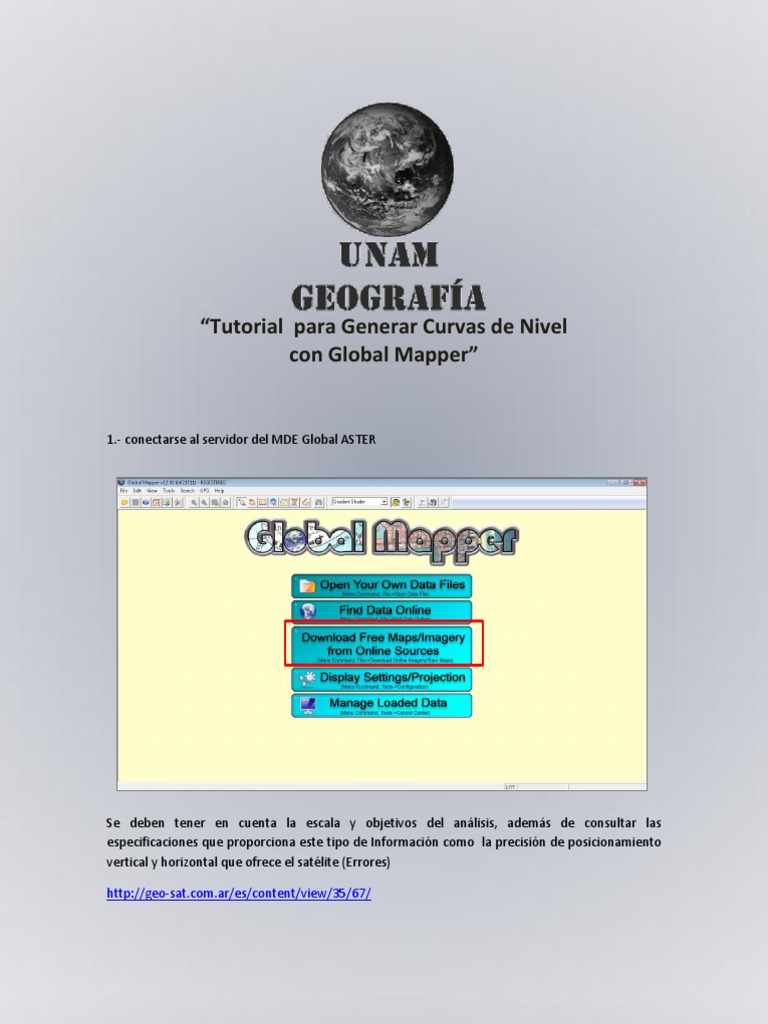 Tutorial para Generar Curvas de Nivel Con Global Mapper | PDF