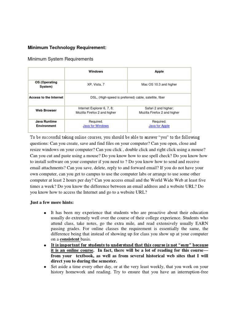 Minimum Technology Requirement | PDF | Operating System | Digital ...
