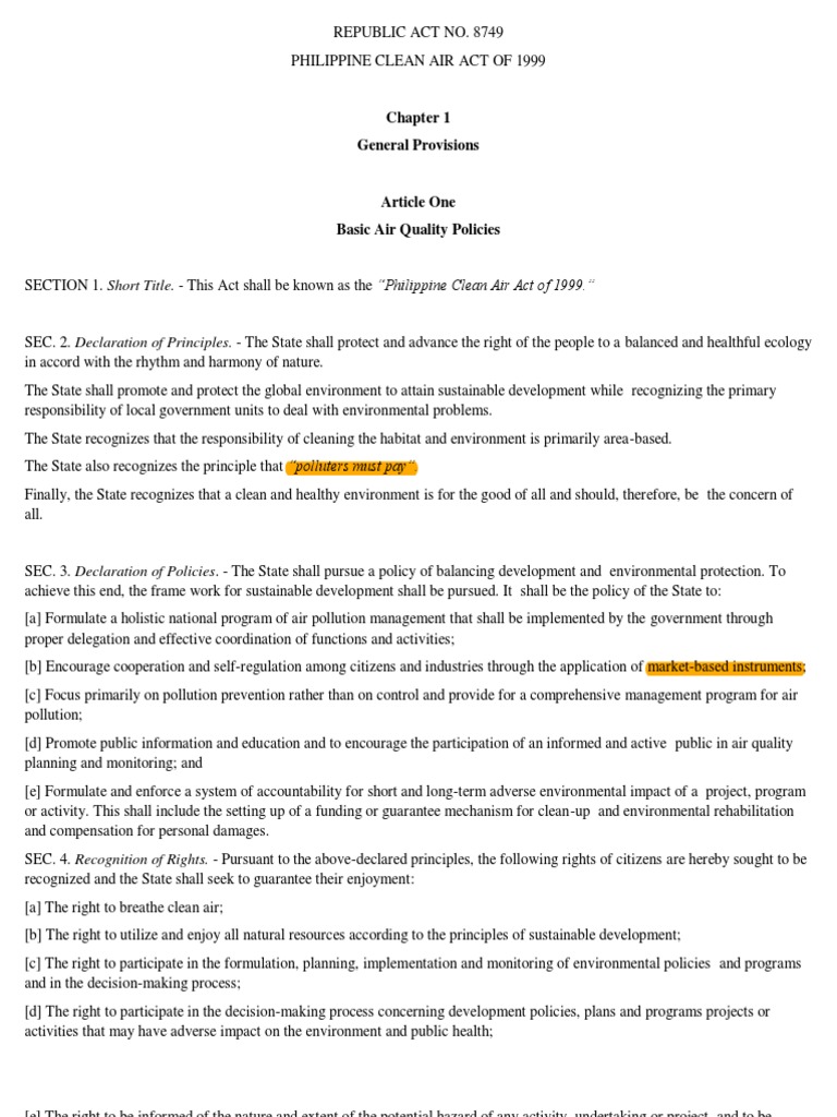 RA 8749 (Philippines) | Emission Standard | Air Pollution