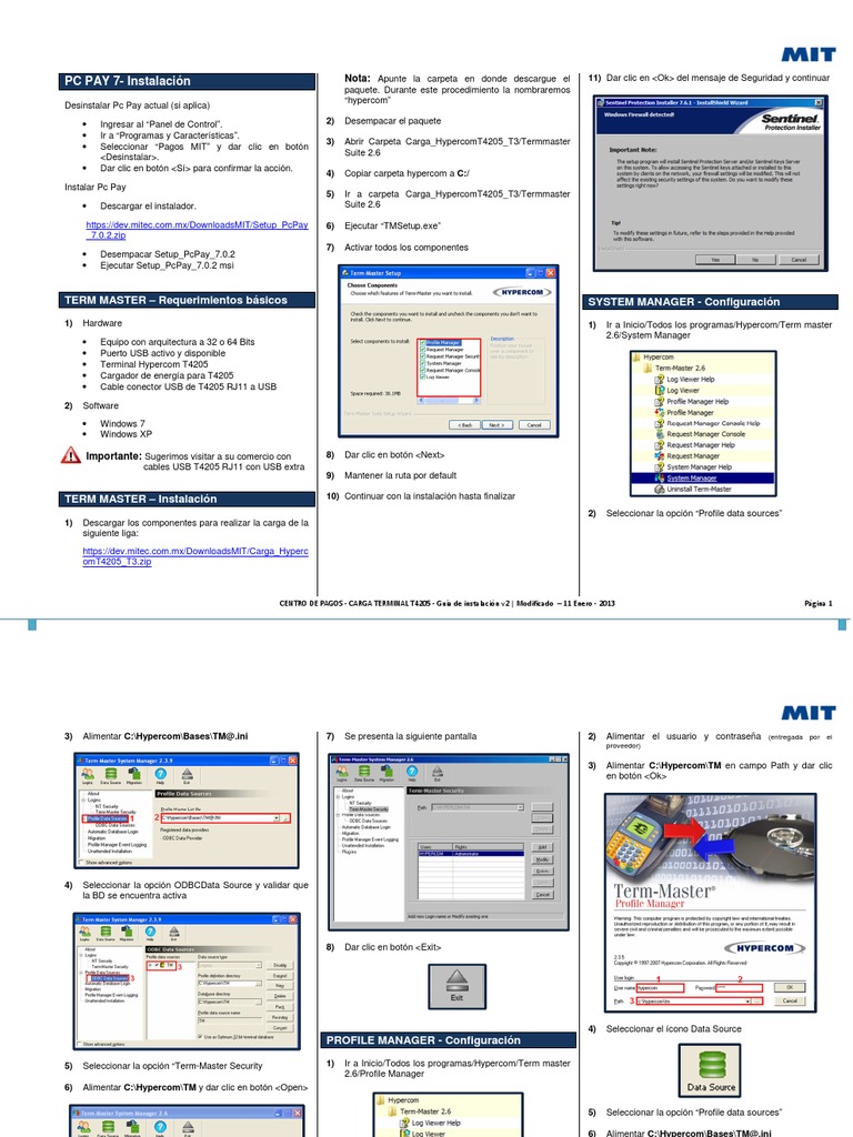 Instalación de PC Pay y Terminal T4205 | PDF | Terminal de computadora | Point and Click