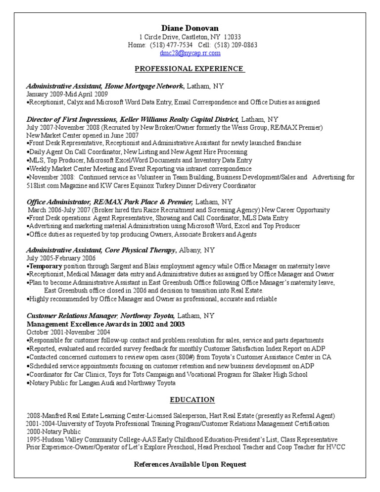 Diane Donovan Resume | PDF | Business