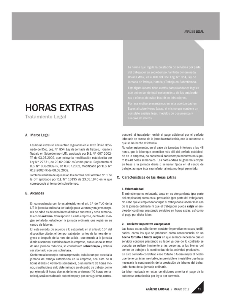 Horas Extras 0 | Derecho laboral | Tiempo de trabajo