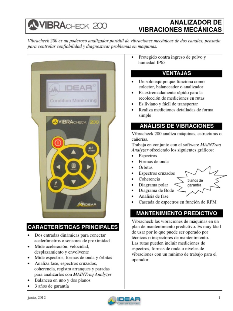 Analizador Vibracheck 200: Características y Usos | PDF | Acelerómetro ...