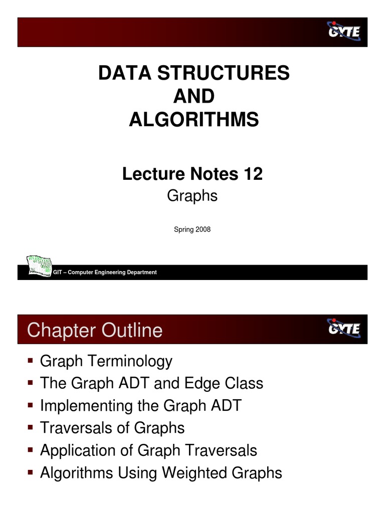 Data Structures AND Algorithms: Lecture Notes 12 | PDF | Vertex (Graph ...