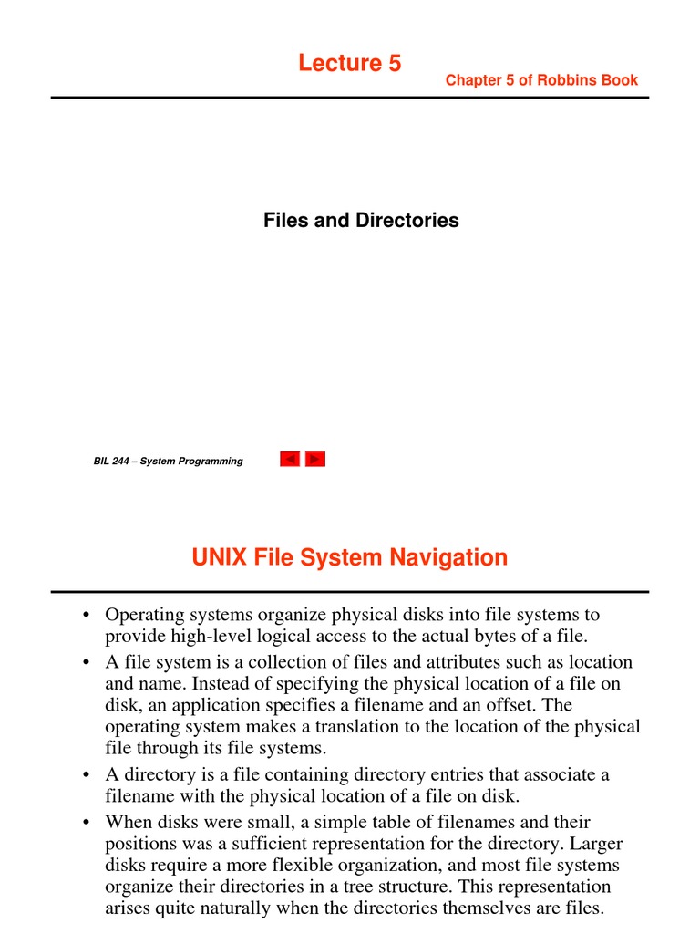 Files and Directories: Chapter 5 of Robbins Book | PDF | File System ...