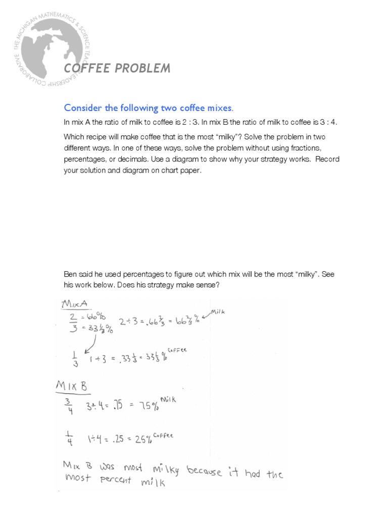 Coffee Problem: Consider The Following Two Coffee Mixes | PDF ...