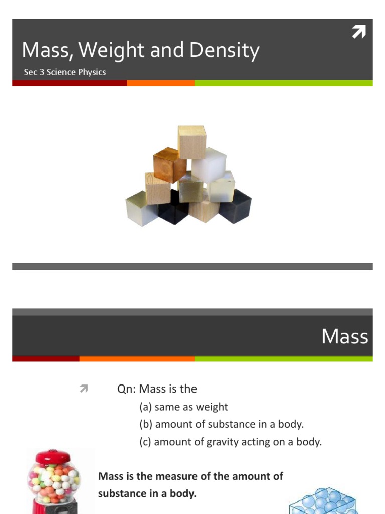 Mass Weight Density | PDF | Mass | Density