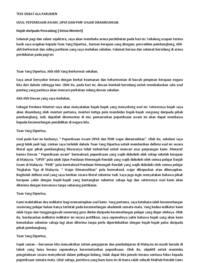 Teks Debat Ala Parlimen | PDF