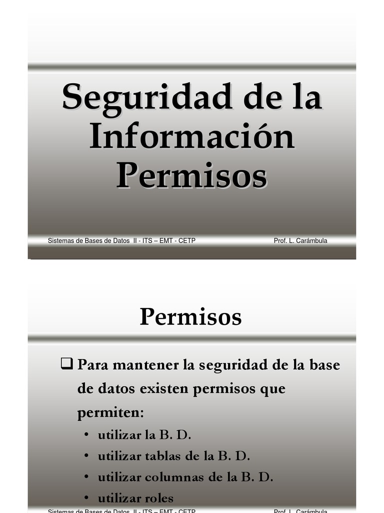 Permisos en Informix | PDF | Tabla (base de datos) | Bases de datos