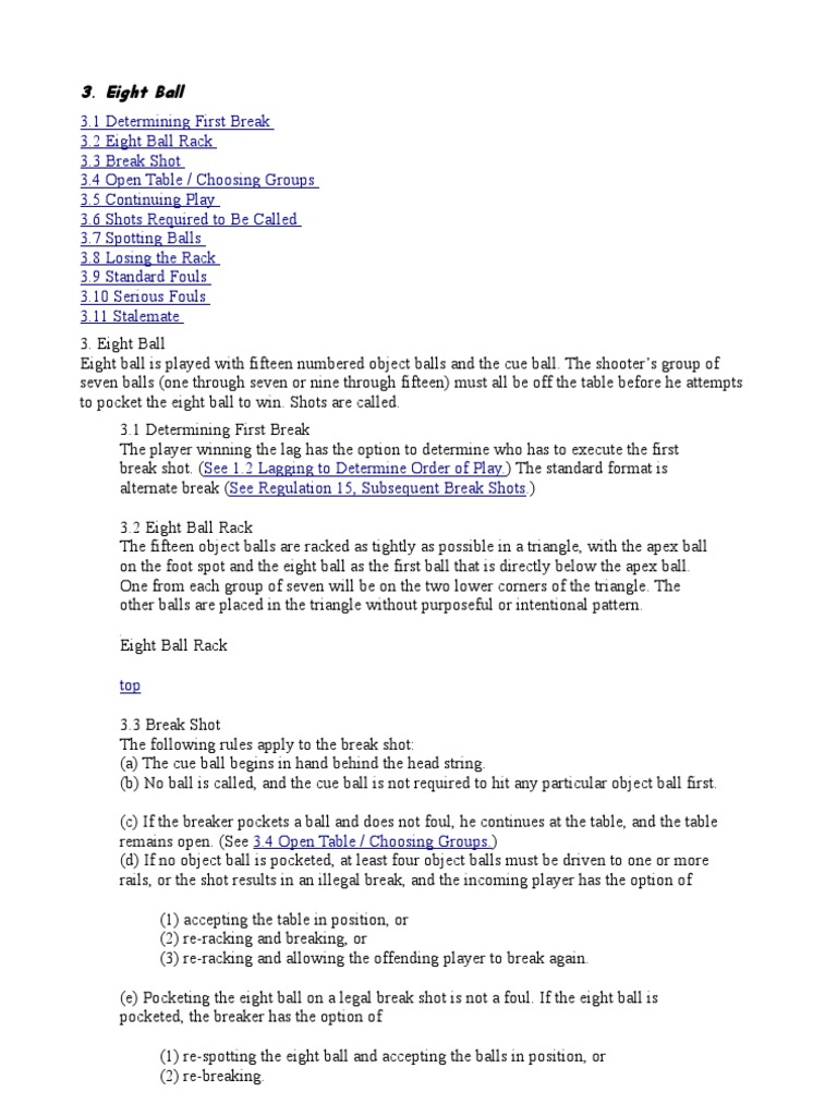 Billiard Rules | PDF