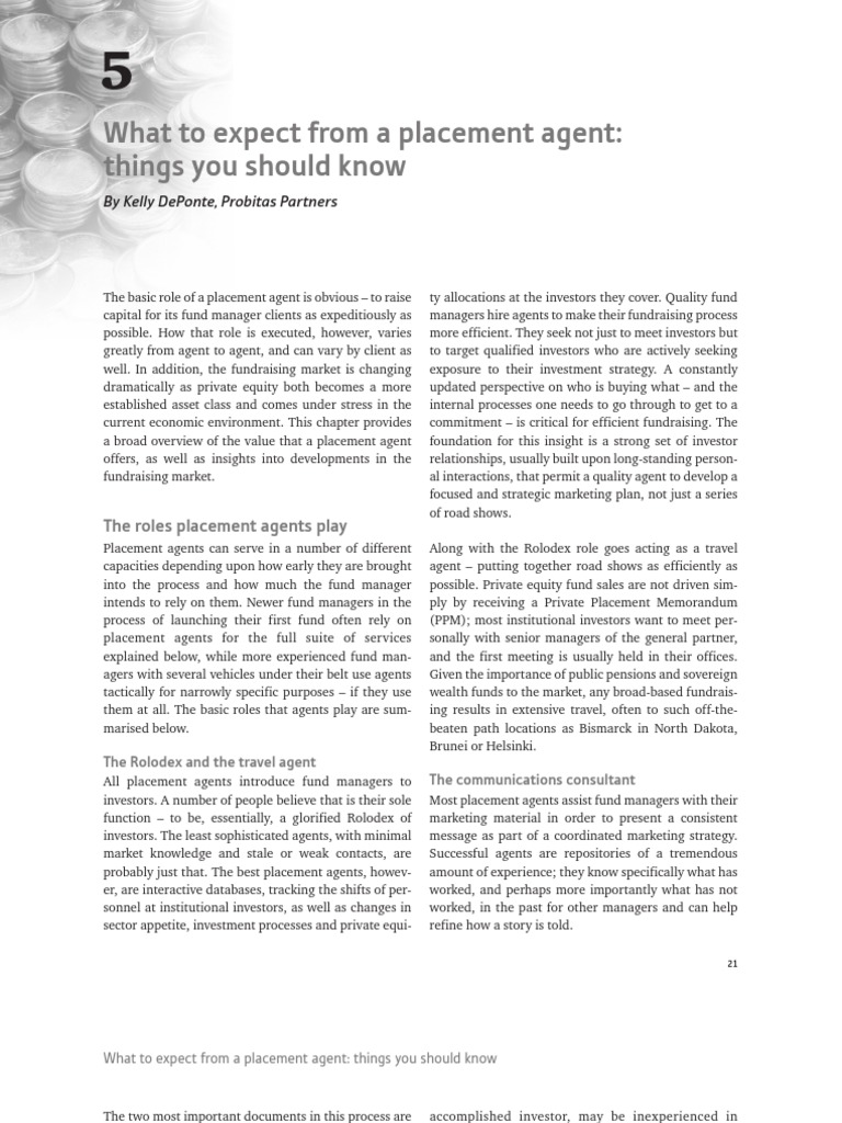 What To Expect From A Placement Agent: Things You Should Know | PDF