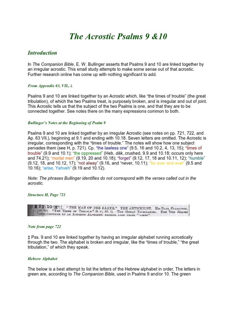 The Acrostic of Psalms 9 and 10 | Alphabet | Thou