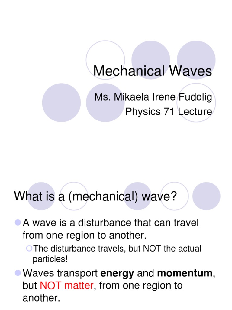 Mechanical Waves Pdf Waves Amplitude