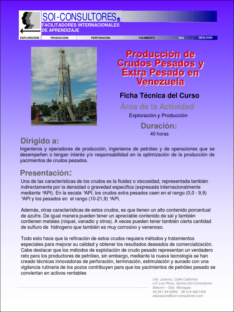 Producción de Crudos Pesados y Extra Pesado en Venezuela | PDF ...