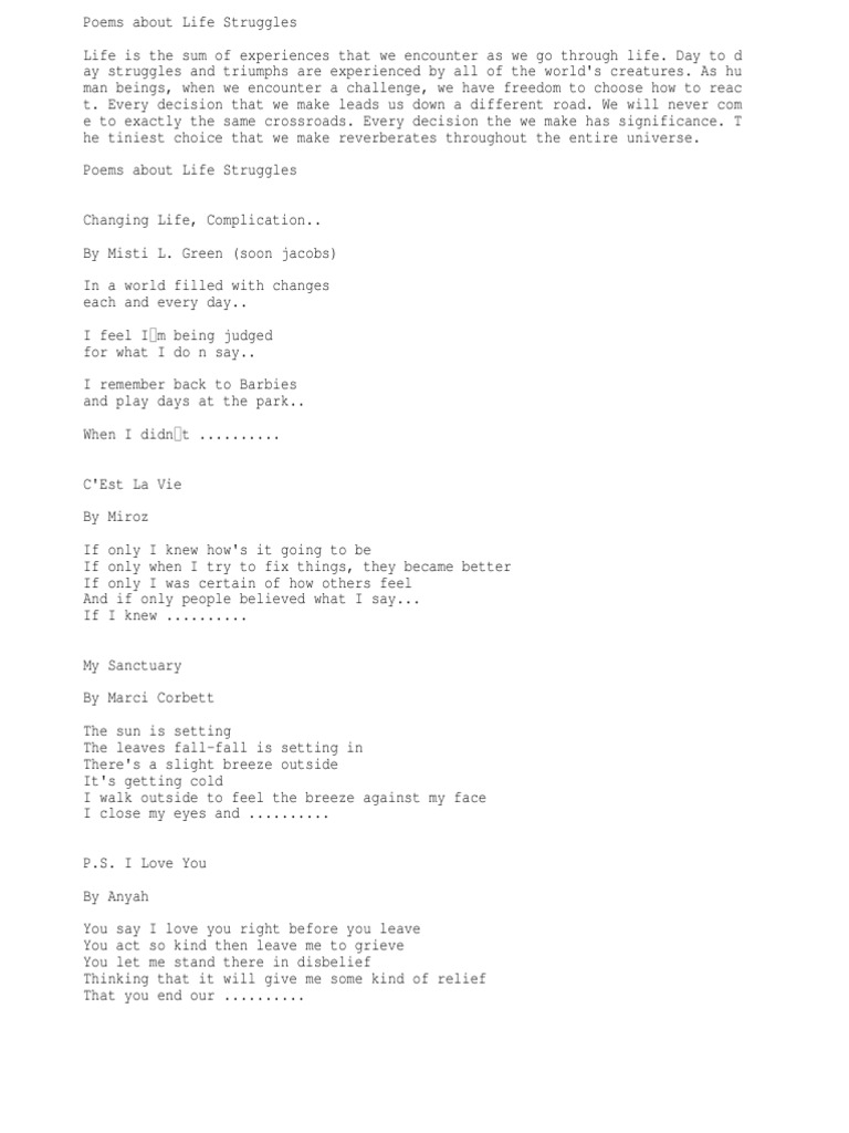 Poems About Life's Struggles | PDF
