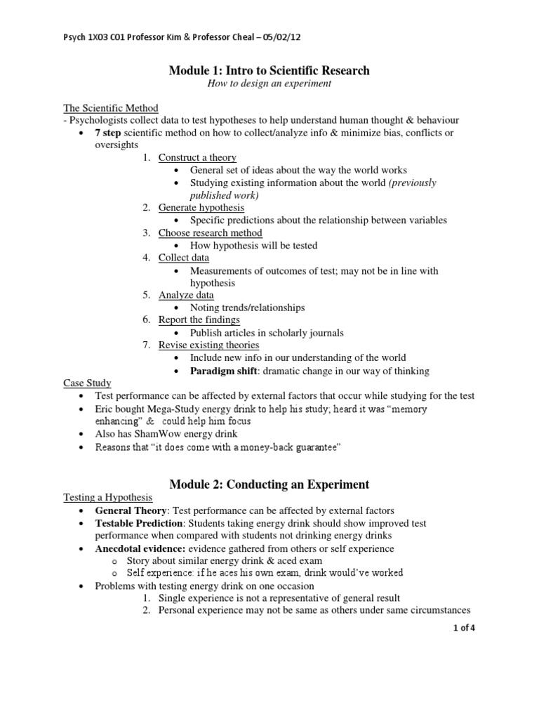 Module 2 - Research Methods 1 | PDF | Scientific Control | Experiment