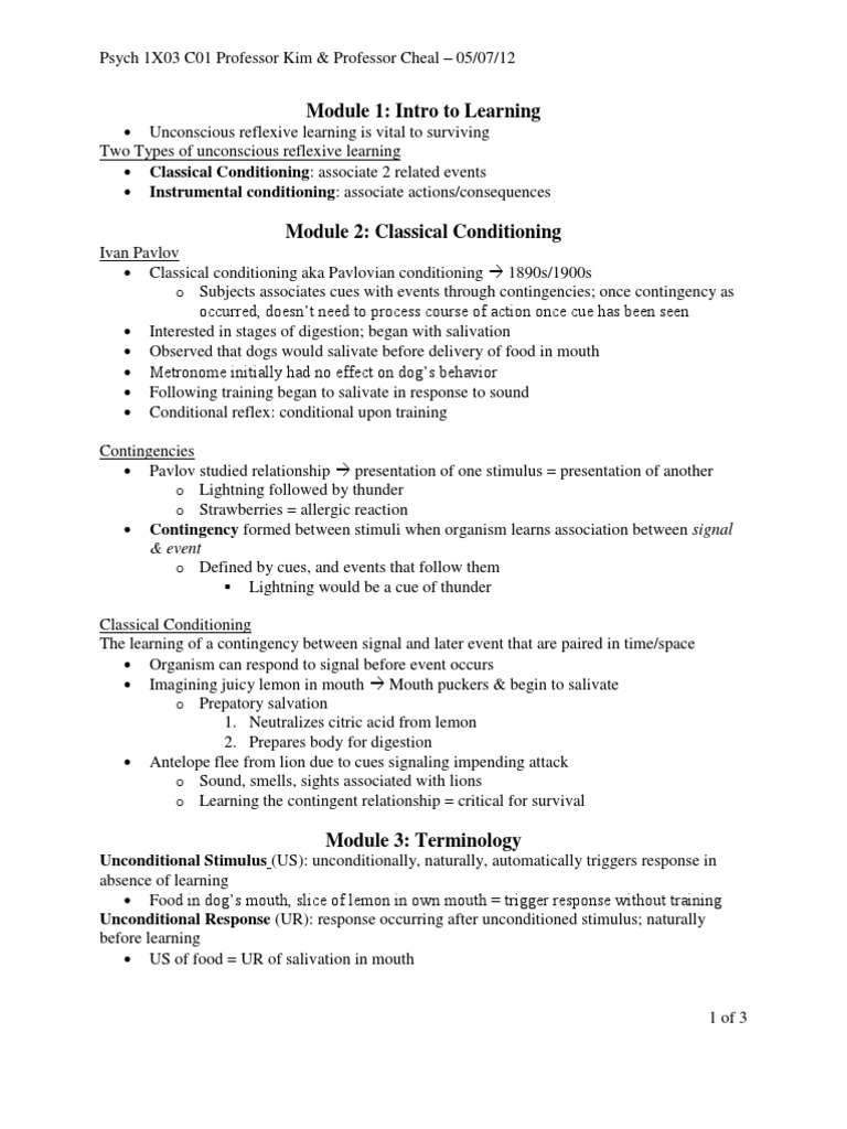 Module 4 - Classical Conditioning 1 | PDF | Classical Conditioning ...