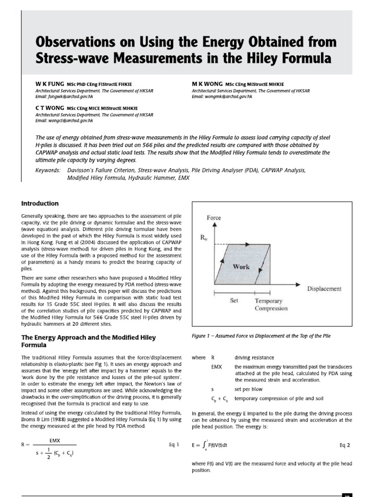 Observations on Using the Energy Obtained From Stress-Wave Measurements ...