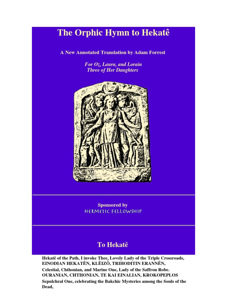 The Orphic Hymn To Hekate | PDF | Dionysus | Ancient Greek Religion
