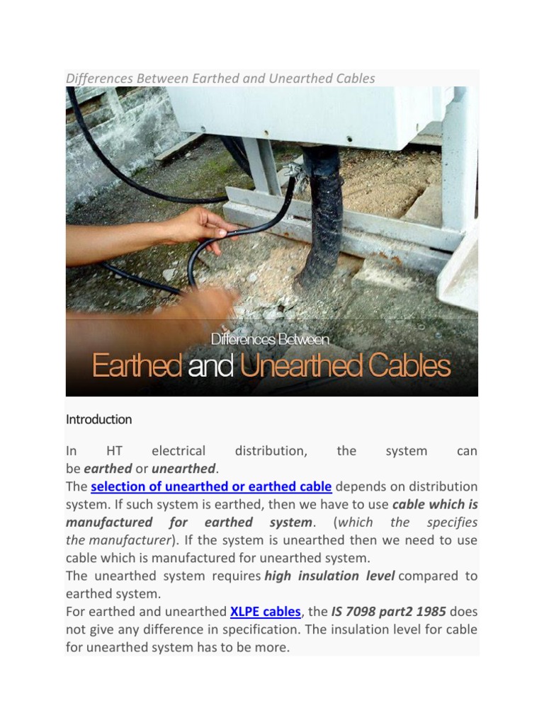 Earthed vs. Unearthed Cables Explained | PDF | Cable | Insulator ...