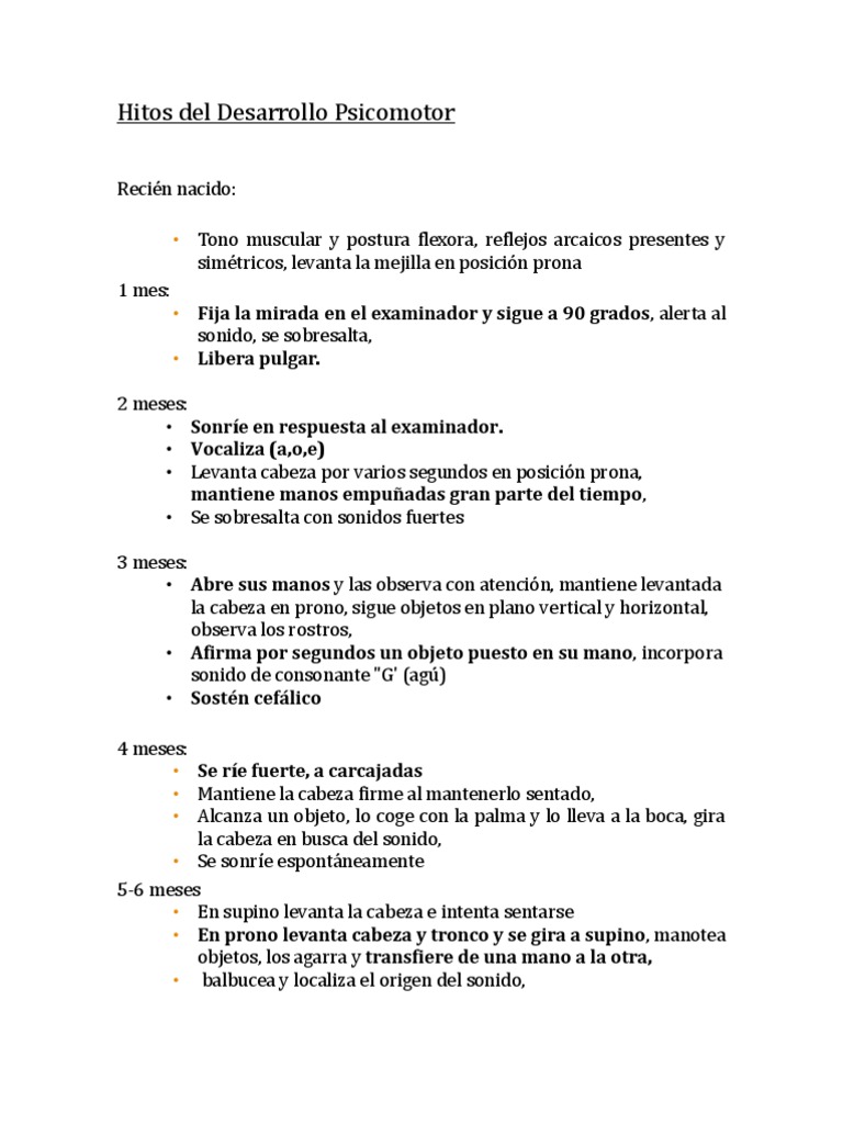 Hitos Del Desarrollo Psicomotor | PDF | Pie | Ocio