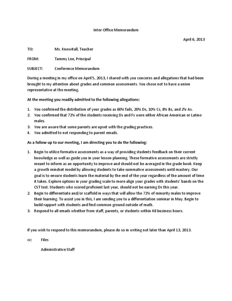 Grading Concerns and Action Plan Memo | PDF