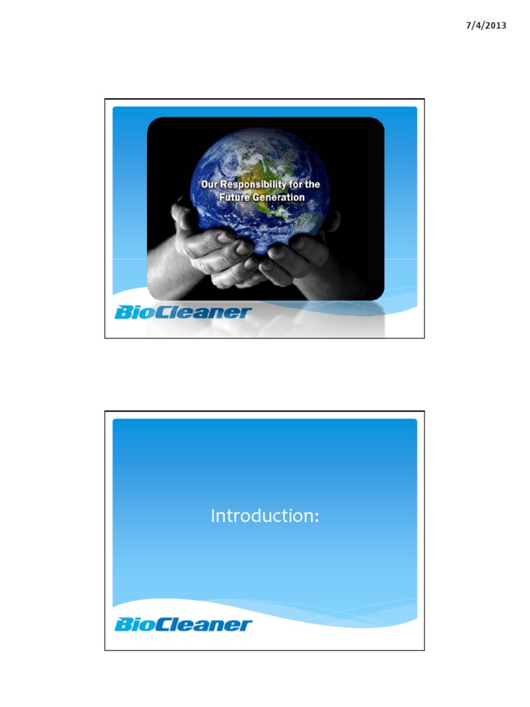 Biocleaner Presentation Sewage | PDF | Sewage | Wastewater