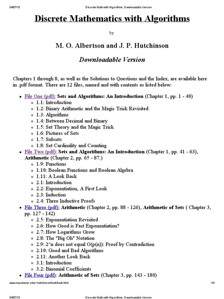 Discrete Math With Algorithms - Downloadable Version | PDF | Recurrence Relation | Discrete ...
