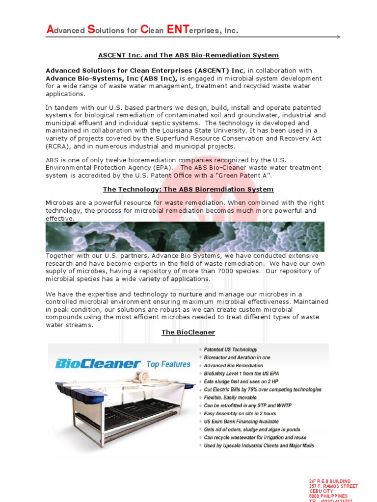 BioCleaner Tech & Info | PDF | Environmental Remediation | Sewage Treatment