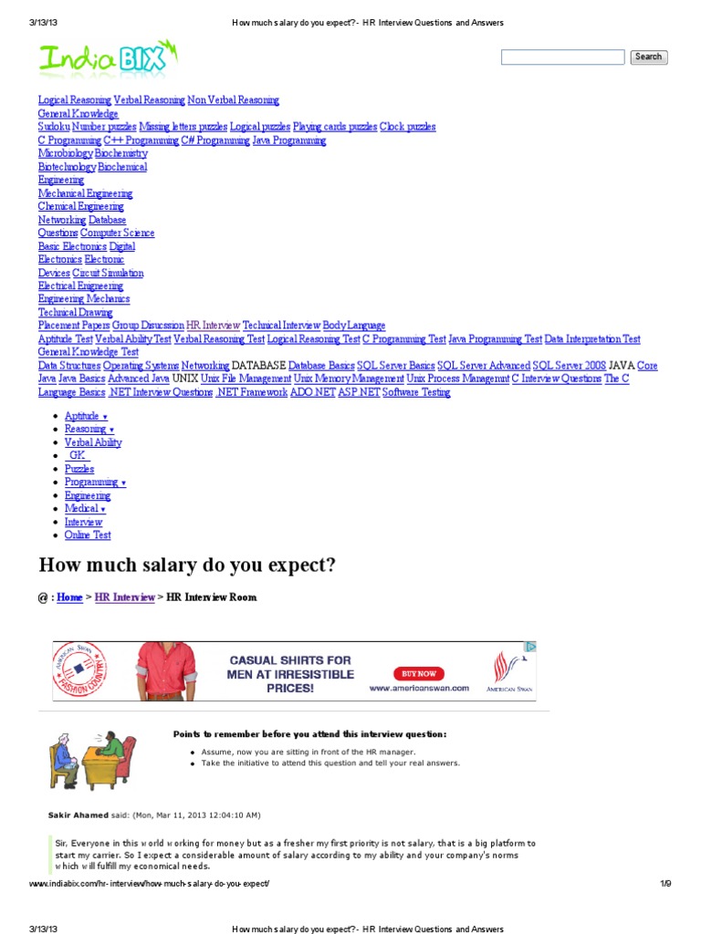 How Much Salary Do You Expect - HR Interview Questions and Answers ...