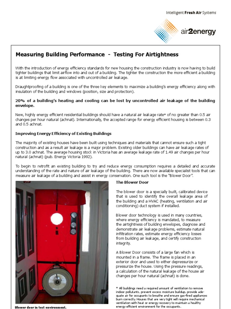 Blower Door Test | PDF | Hvac | Efficient Energy Use