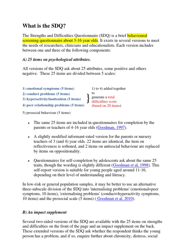 SDQ.docx | Psychological Evaluation | Prevalence