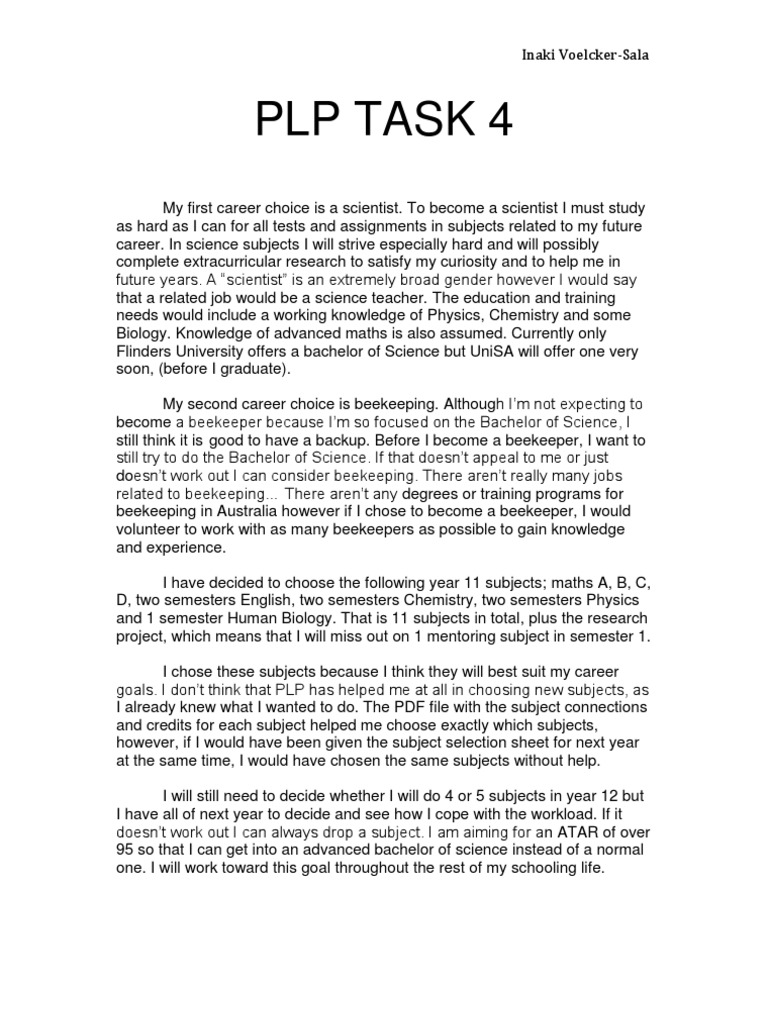 PLP Task 4 | PDF | Bachelor Of Science | Scientist