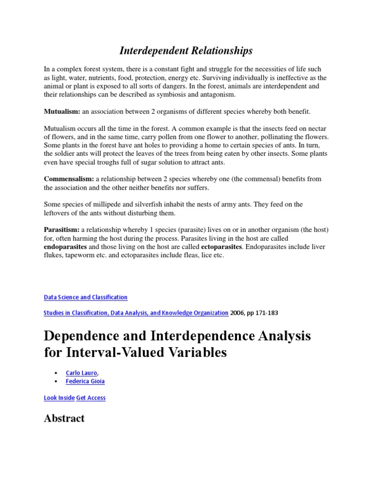 Dependence and Interdependence Analysis For Interval-Valued Variables ...