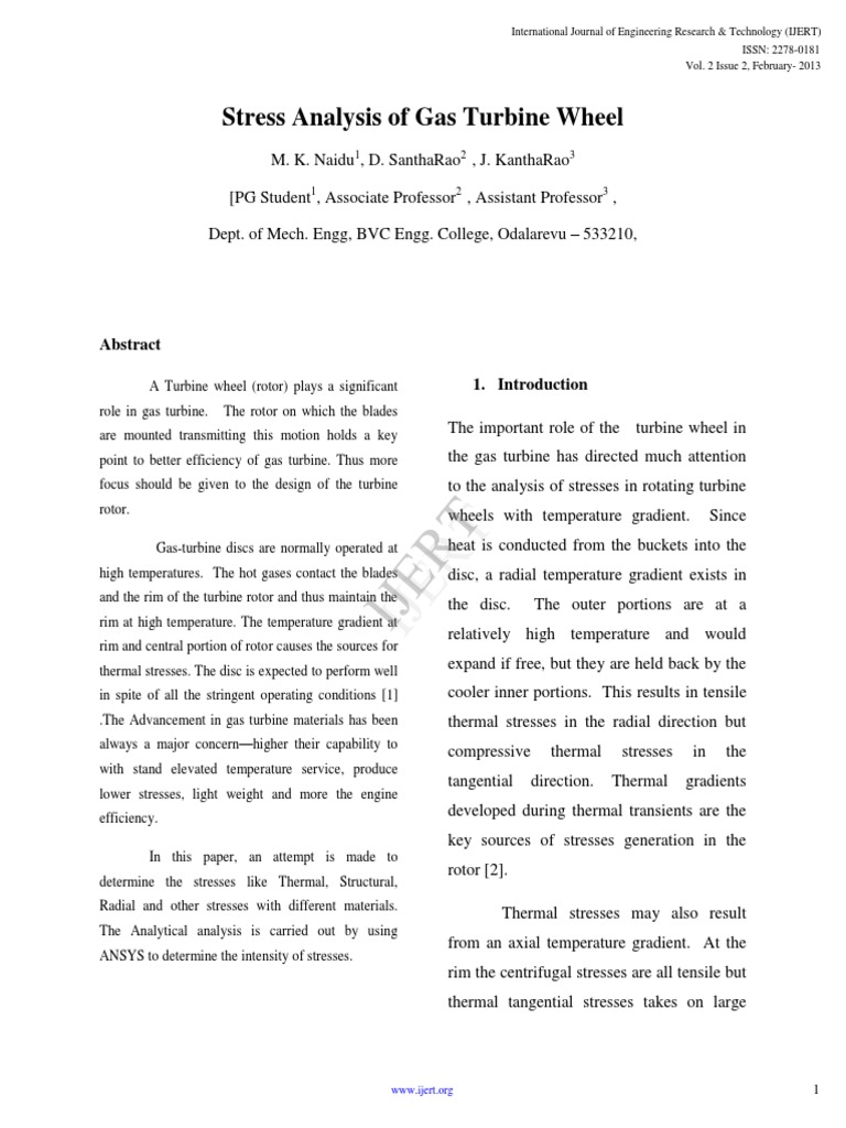 Stress Analysis of A Gas Turbine Wheel PDF | PDF | Stress (Mechanics ...
