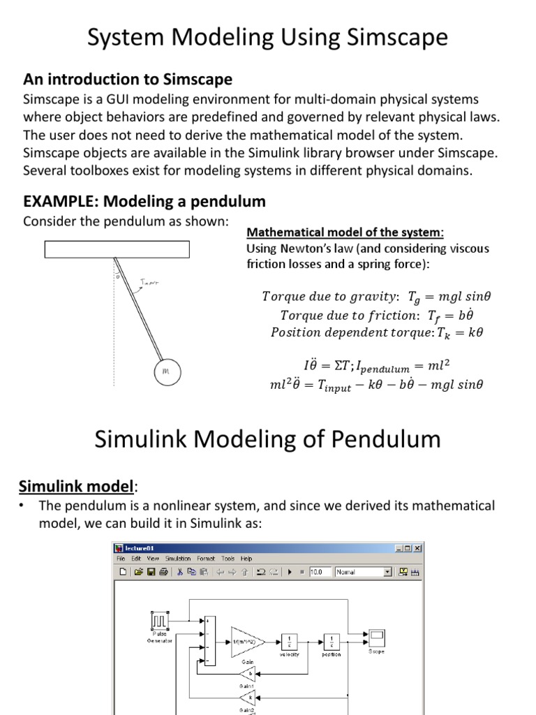 Pendulum Simulink | PDF | Torque | Simulation