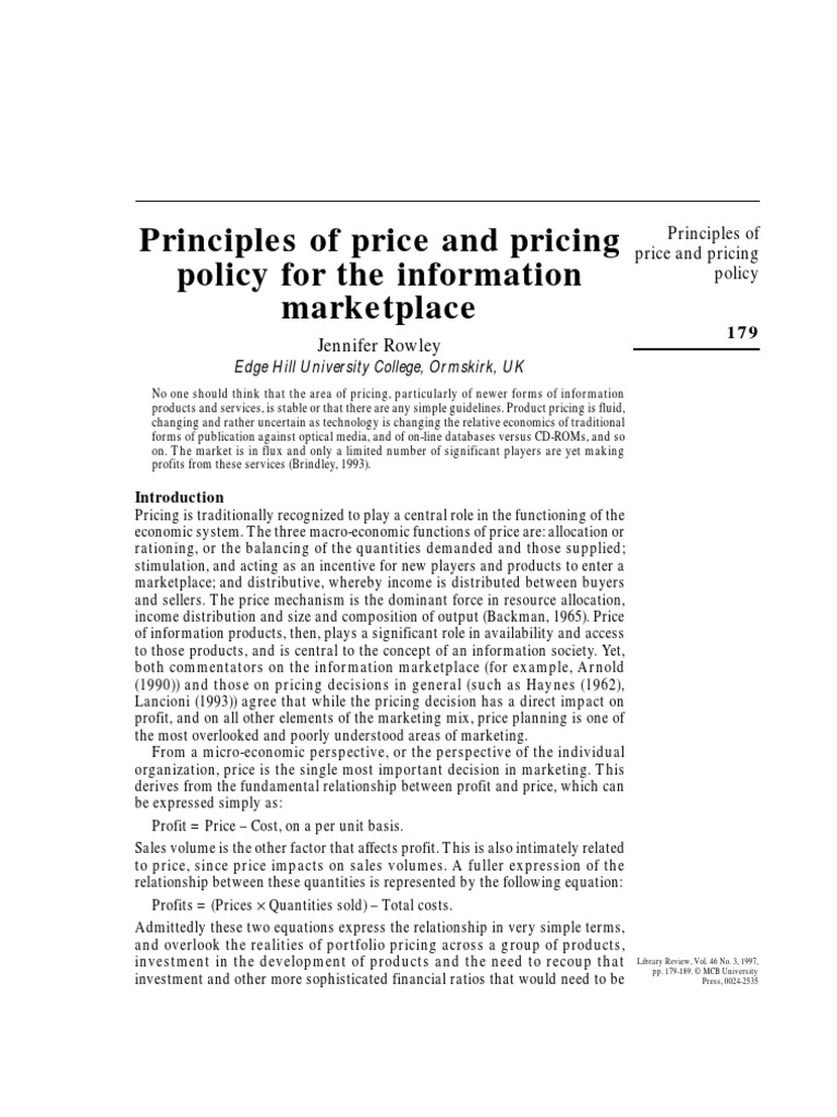 Principles of Price and Pricing (Rowley) | PDF | Prices | Demand