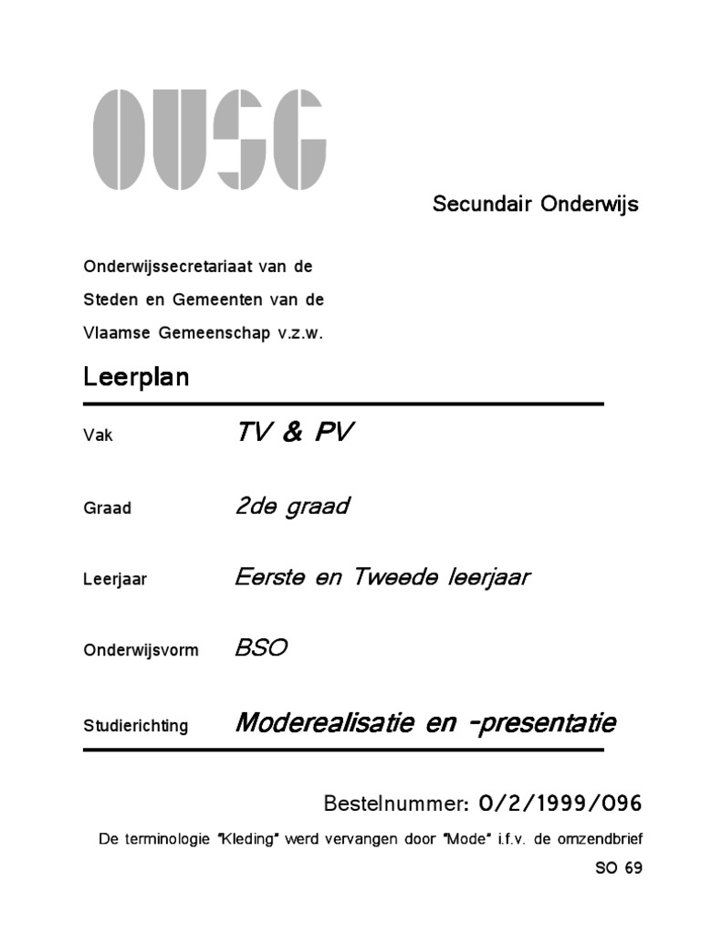 OVSG Leerplan Plastische Opvoeding 2de Graad BSO