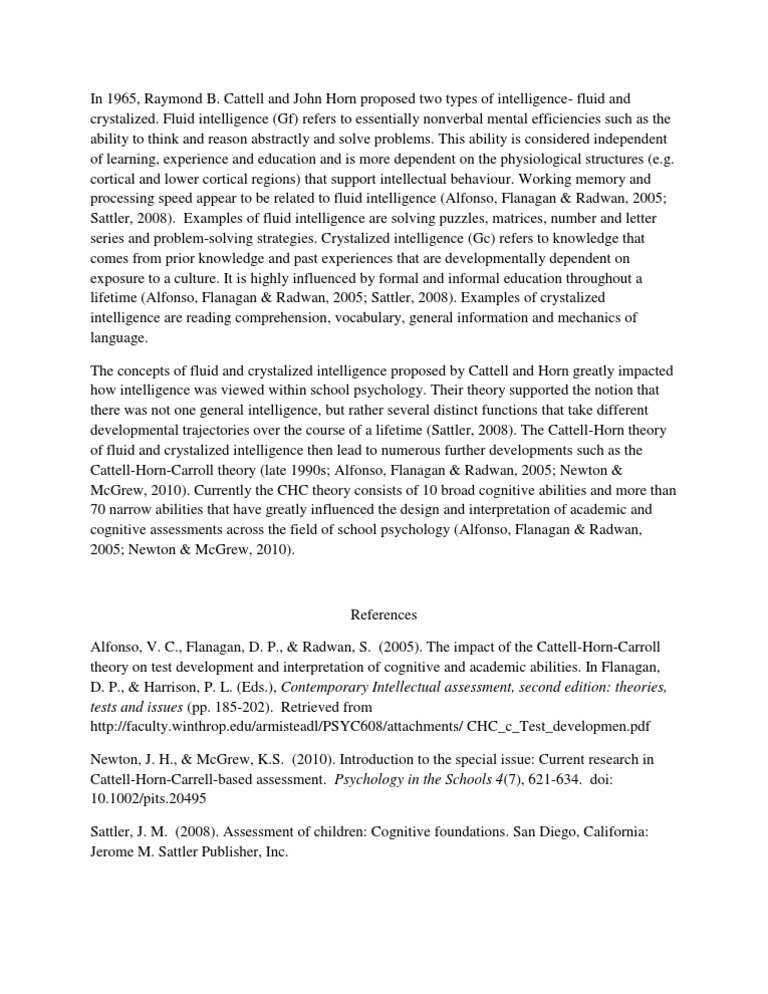 Cattell-Horn Theory of Intelligence | PDF | Intelligence | Behavior Modification
